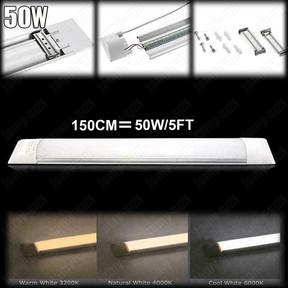 5FT LED Strip Lights Batten Tube Light Office Shop Garage Ceiling Lamp ...