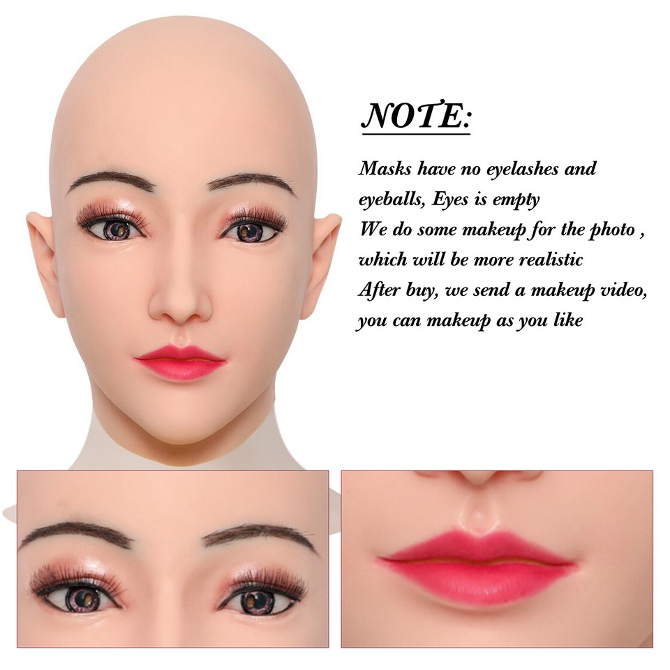 Realistic Silicone Female Head Mask Crossdresser Face Mask For women ...
