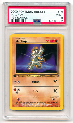 PSA 9 MINT Machop Team Rocket 1st Edition Common 2000 Pokemon WOTC 59/ ...
