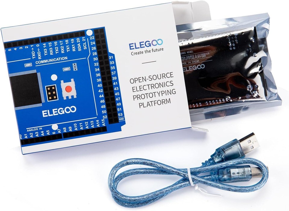 ELEGOO MEGA R3 Board ATmega 2560 + USB Cable Compatible with Arduino ...