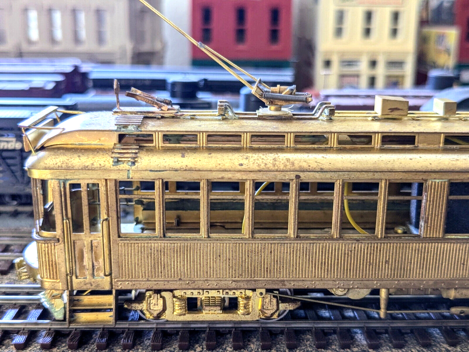 L@@K! HO BRASS POWERED TROLLEY OR TRACTION STREET CAR *RUNS WELL *SUPER ...