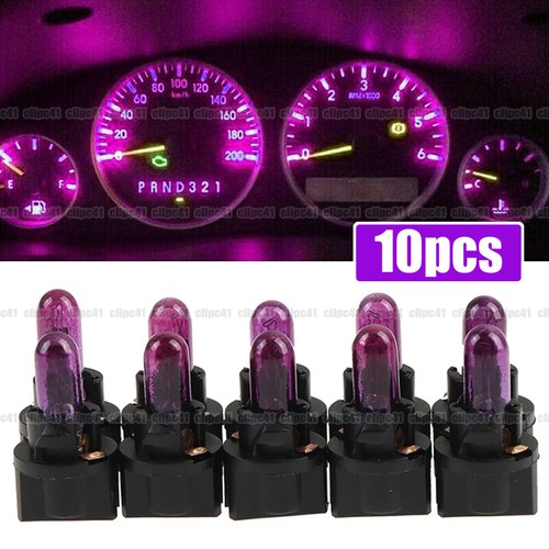 10Pcs Purple T5 SMD LED Car Instrument Dash Light Interior Indicator ...