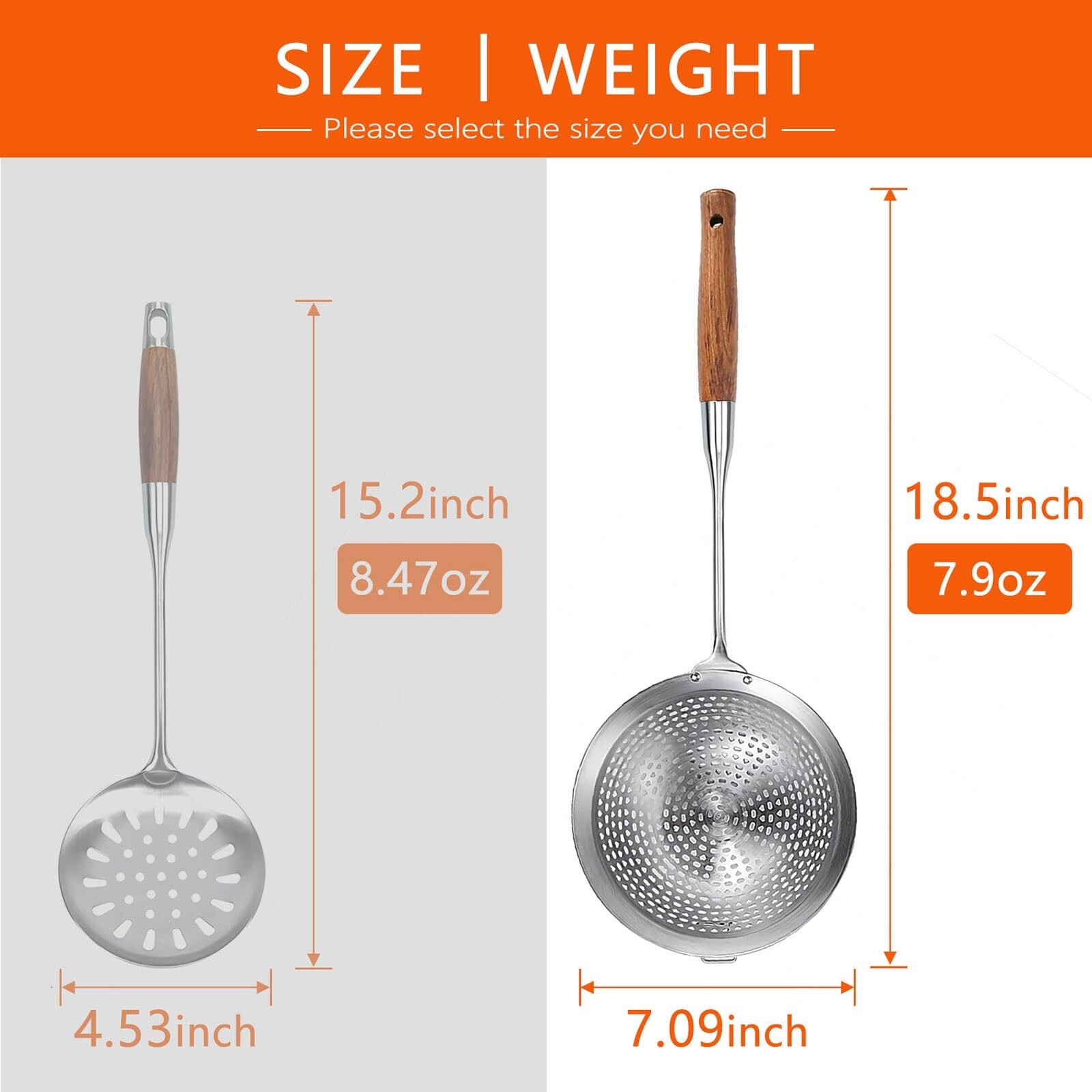 Large Strainer Skimmer Ladle, 304 Stainless Steel Skimmer Spoon Deepen ...