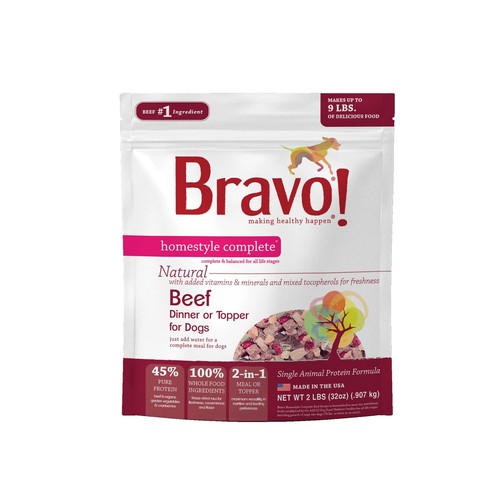 Bravo! Homestyle Complete Freeze Dried Raw Dog Food or Topper, Beef, 2 ...