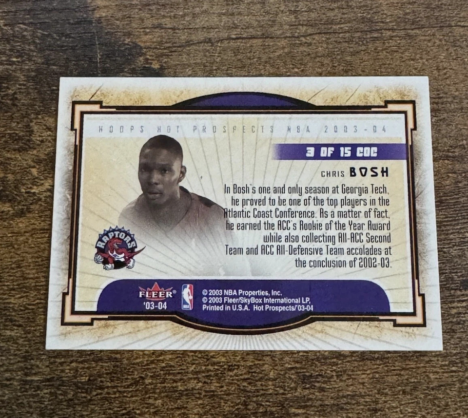 Chris Bosh 2003-04 Hoops Hot Prospects "Cream of The Crop" #3 Rookie RC ...