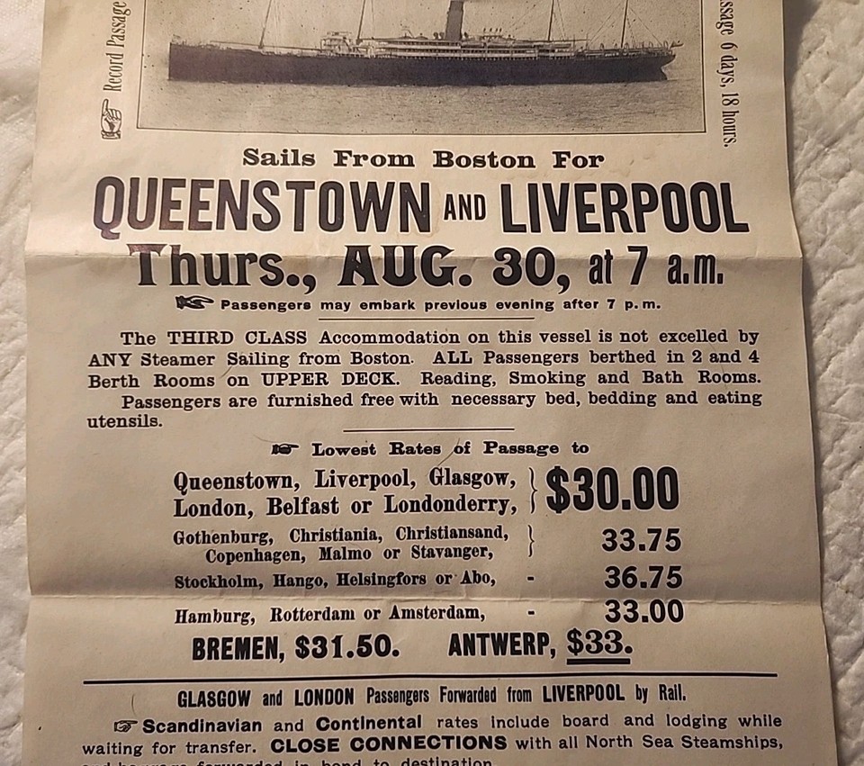 Original Early 1900s White Star Line Arabic Cruise Ship Travel Poster ...