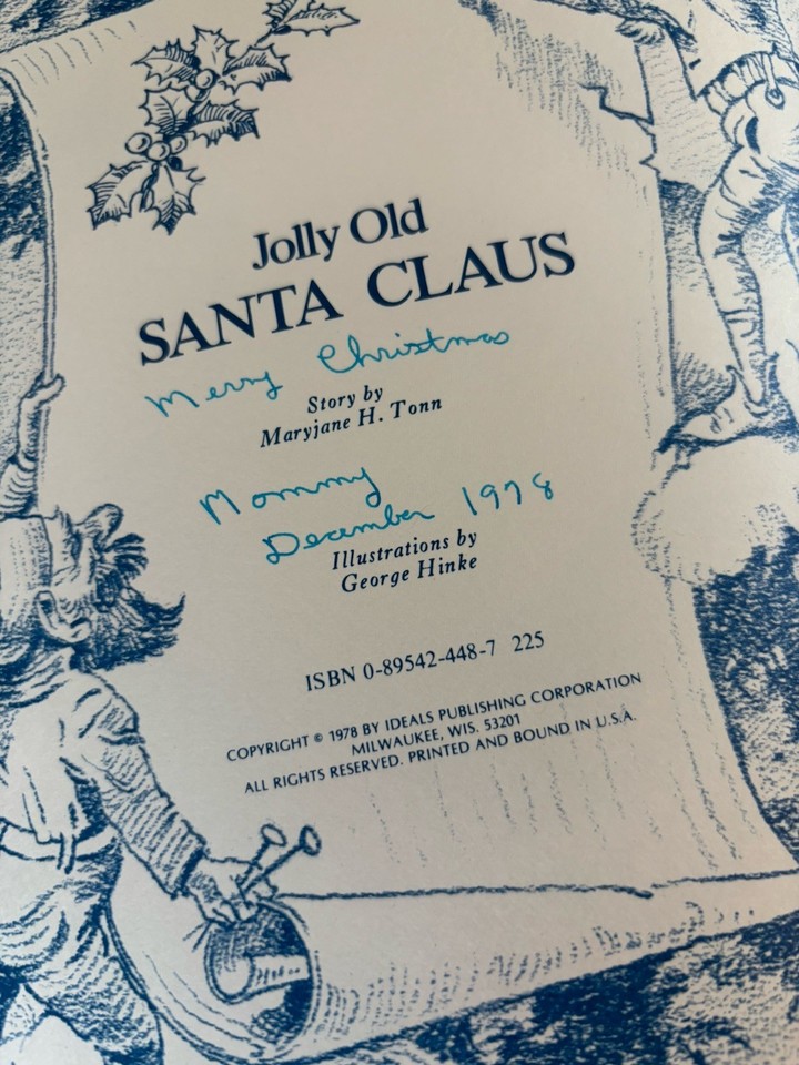1978 Jolly Old Santa Claus Alice Leedy Mason George Hinke Illus Ideals ...