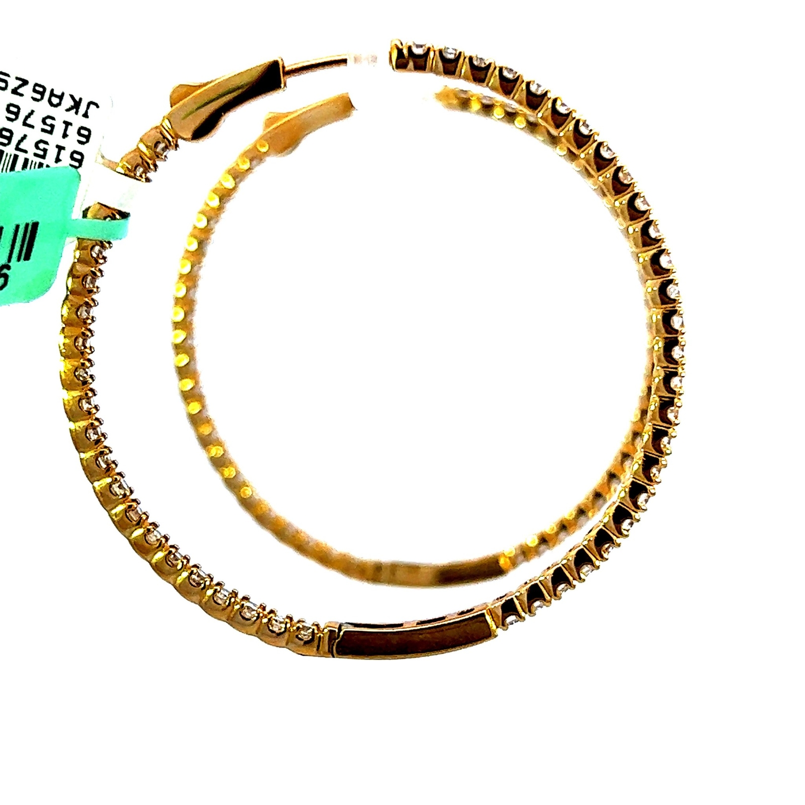 14K YELLOW GOLD WOMENS DIAMOND HOOP/LOOP EARRING ROUND BRILLIANT CUT 3 ...