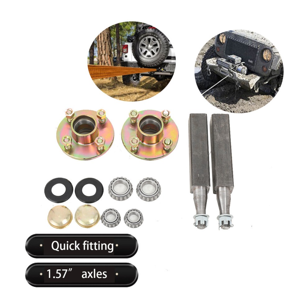 Trailer Hubs Stub Kit 4 inch PCD Hub 2 x Square Axles 283 Long 40x40 ...