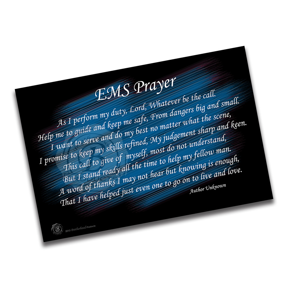 EMS Emergency Management Services EMS Prayer Blue Streak Poster | eBay