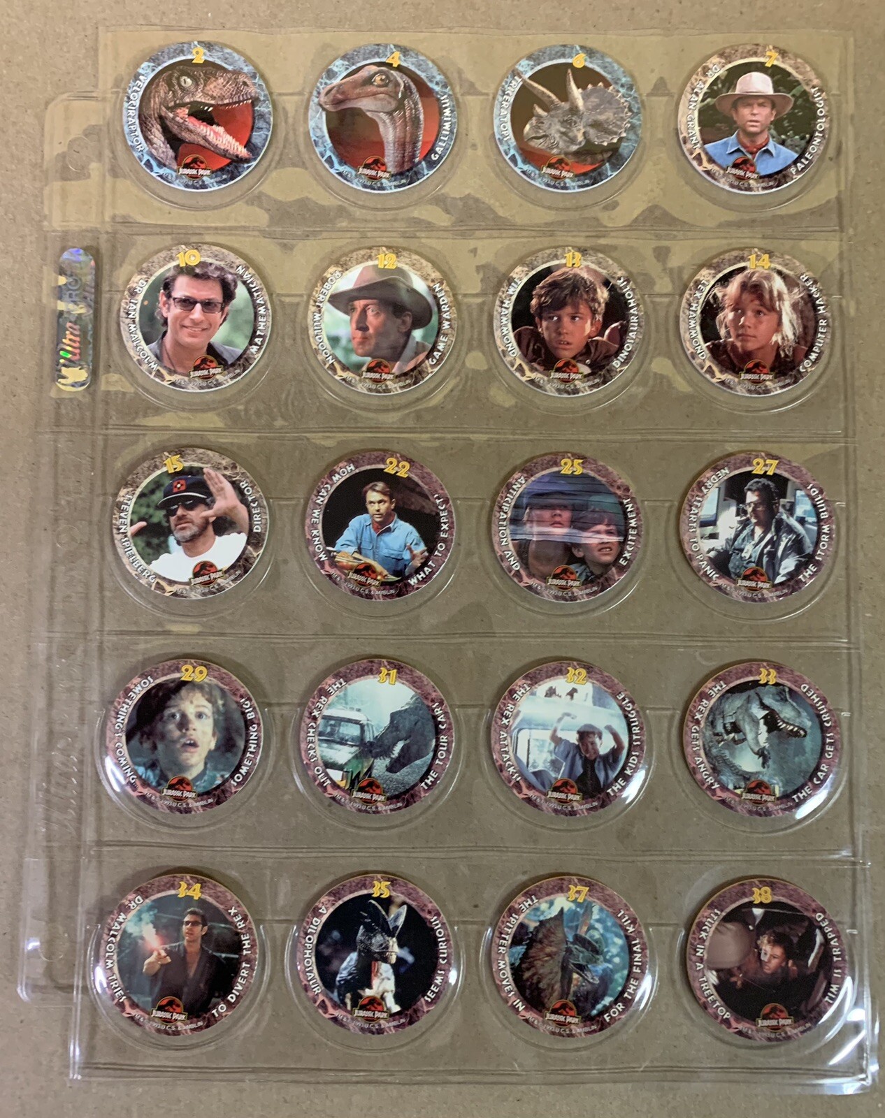JURASSIC PARK Pogs BY SKYBOX 1993 - Lot Of 20 Pogs - shipped in sheets ...