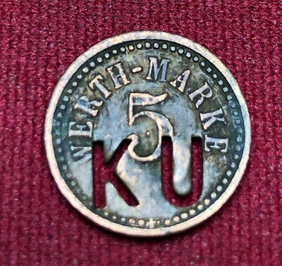 GERMANY, WERTH MARKE 5 PFENNIG ~ KU Counterstamp Token 16 mm | eBay