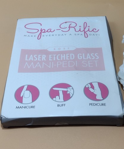 Spa-Rific Silver Laser Etched Glass Mani- Pedi Set New in Box | eBay