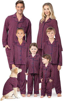 Family Pajamas Soft Cotton - Matching Pajamas, Burgundy & Navy Patterns ...