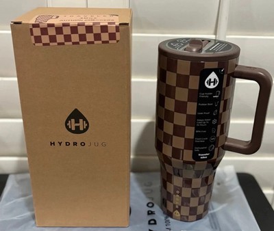 Brown Autumn Checker Hydrojug Traveler 40 oz Stainless Steel Flip Straw ...