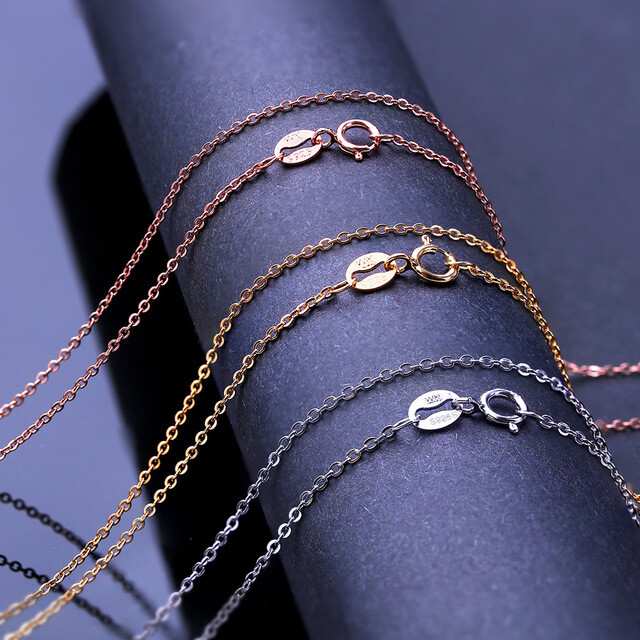 Solid Gold Rose Gold Sterling Silver O-link 18" Chain 1.2mm Stamped 925 ...