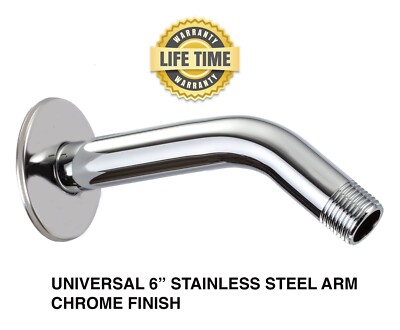 NEW 6" Shower Arm (inches) Stainless Steel, Chrome Finish - SHIPS FREE ...