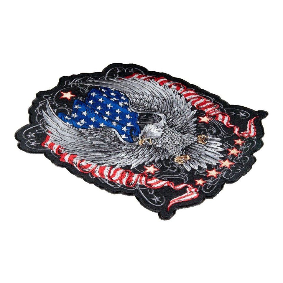 Silver Eagle & American Flag Ribbons Patch, Patriotic Back Patches | eBay