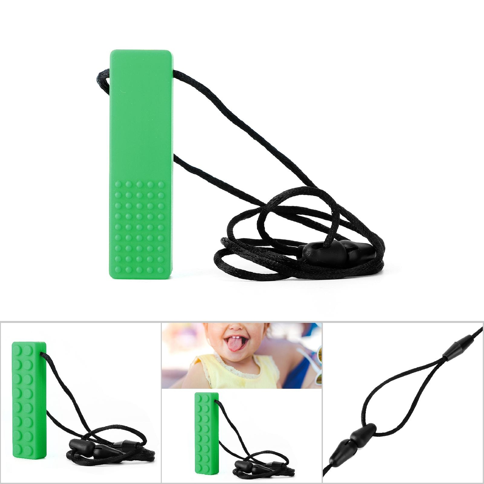 Oral Sensory Chew Toys Teether Necklace Chewing Building Block Teether ...