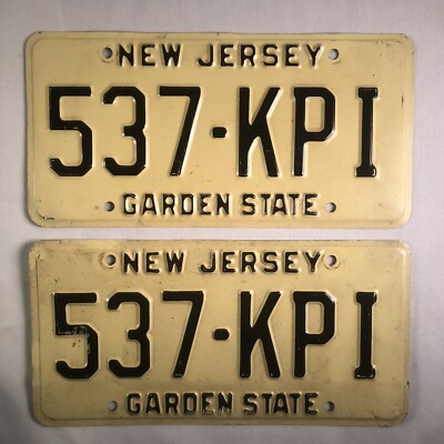 Expired Matching Pair of New Jersey License Plate 537 KPI NJ Plates ...