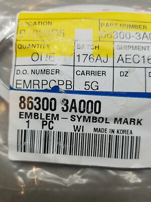 HYUNDAI AZERA SONATA ACCENT TUCSON VERACRUZ REAR EMBLEM 86300-3A000 OEM ...