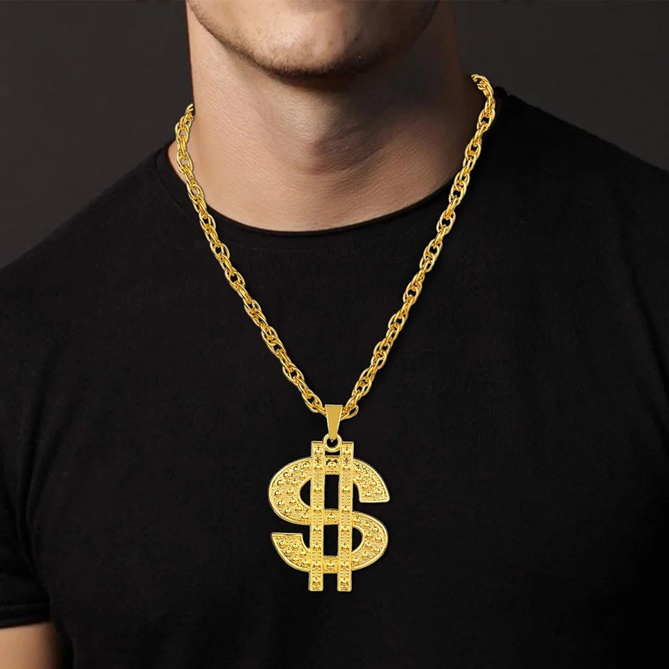 Spinning Dollar Sign Gold Plated Medallion Necklace Chain | eBay