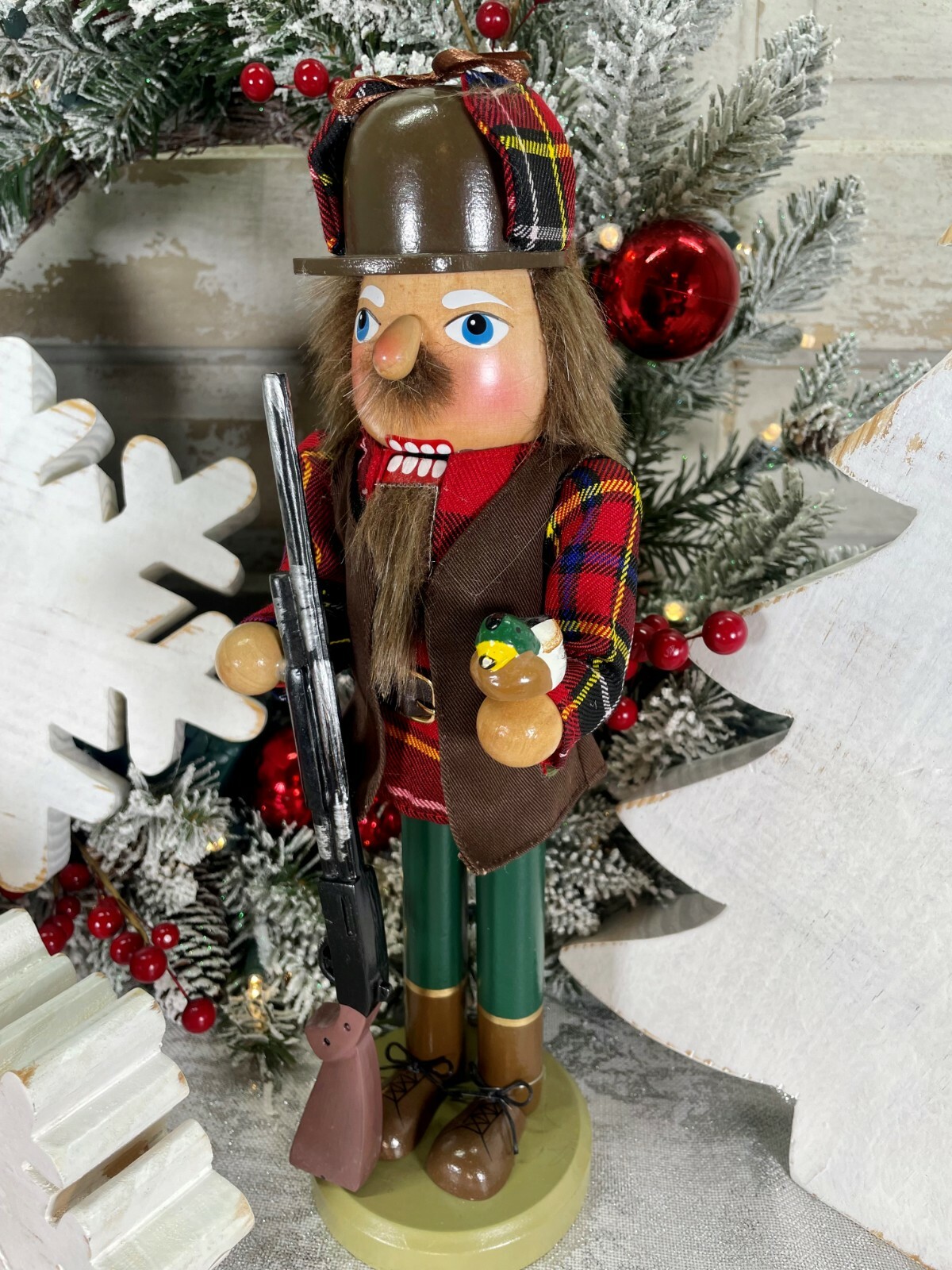 Duck Hunter With Gun Wooden Christmas Nutcracker 14 Inch Hunting ...