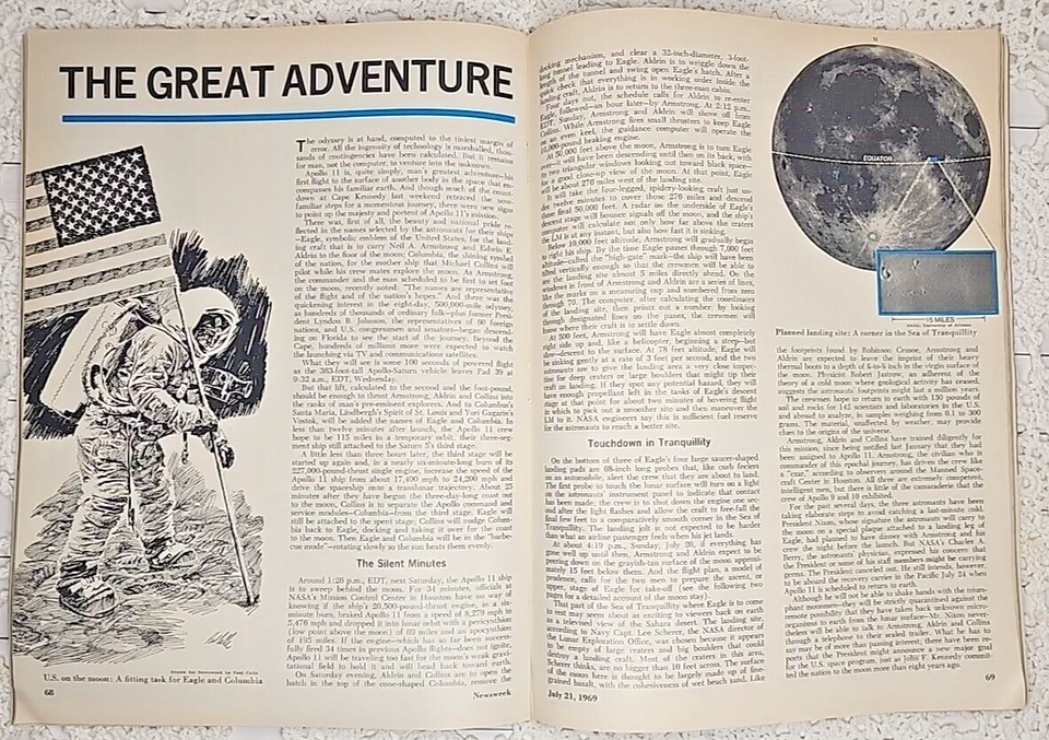 4 VINTAGE Newsweek Magazines Lot July & August 1969 NASA Apollo 11 Moon ...