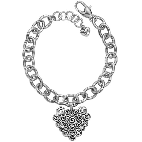 NWT Brighton VERTIGO HEART Silver Scroll Swirl Dangle Charm Bracelet ...