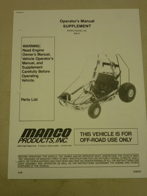 Manco Go Kart Parts