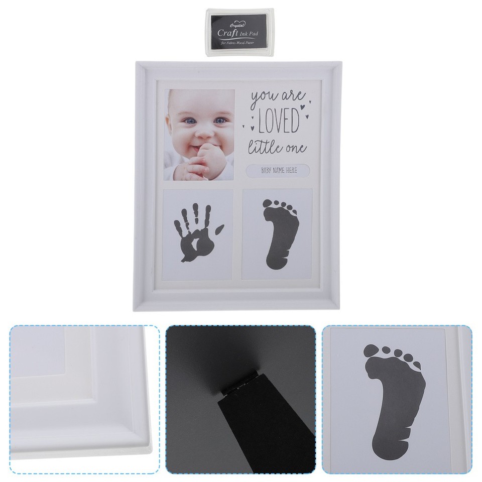 Baby Handprint Footprint Keepsake Frame With Ink Pad For Newborn Gift ...