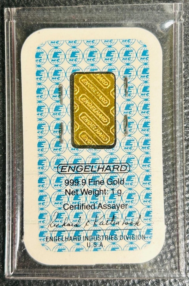⭐1 Gram PURE 24K GOLD ENGELHARD 999.9 Bullion Certified Sealed Bar No ...