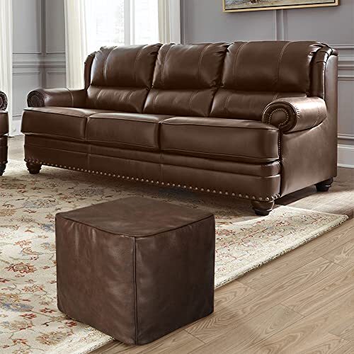 Ottoman Pouf Square Shape, Foot Rest Faux PU Leather, Unstuffed Bean ...