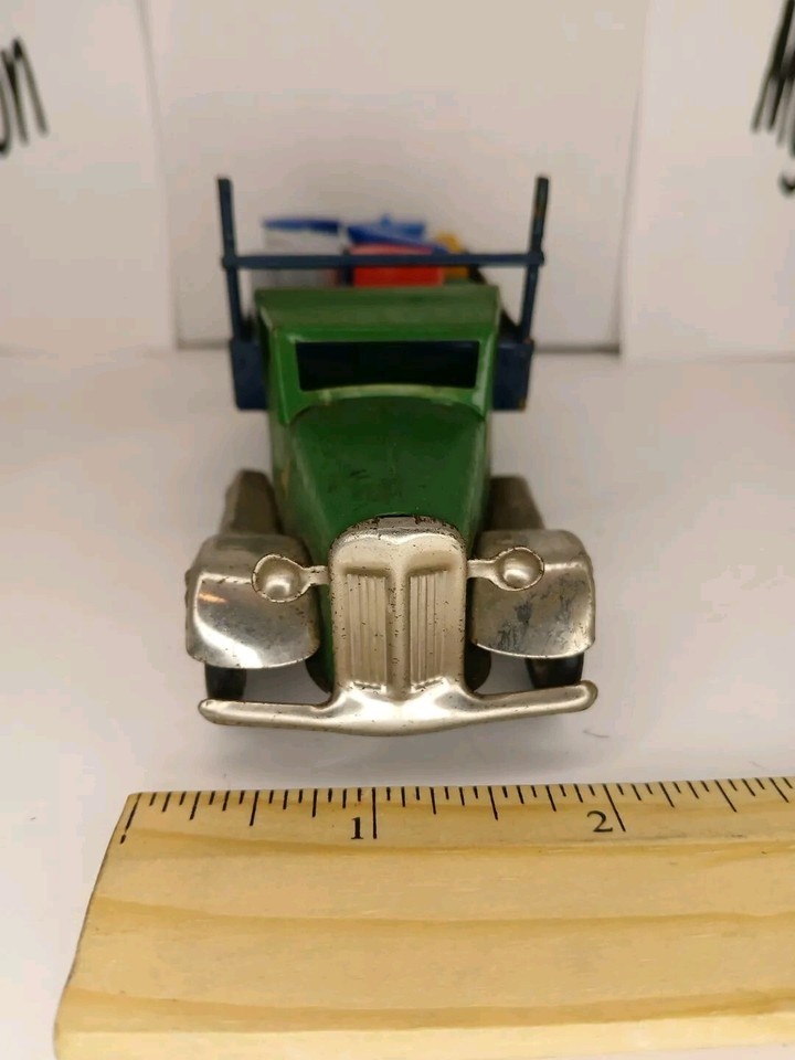 VINTAGE TRIANG MINIC CLOCKWORK TIN FLATBED TRUCK MODEL WORKING RARE ...