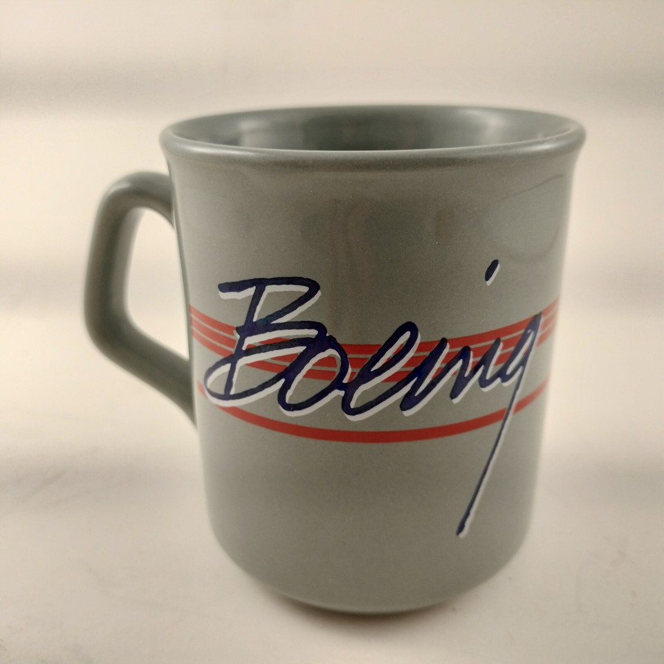 Vintage 1980's Boeing Coffee Cup / Mug - Gray Cursive - Made in England ...