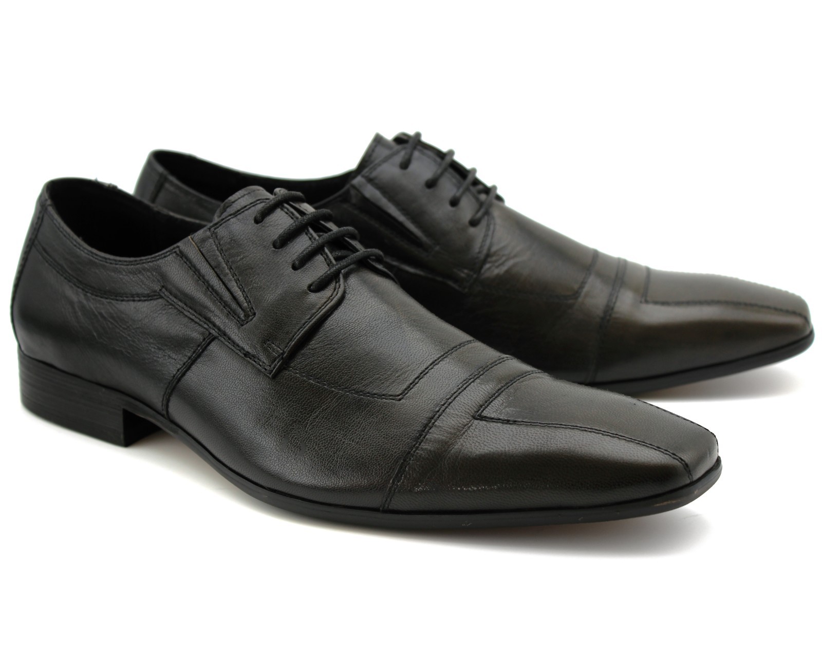 *246 UK 8 MENS BLACK REAL LEATHER SMART SHOES LACE UP FORMAL OFFICE ...