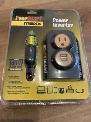 Everstart Maxx Power Inverter 140W 2 USB Plus 120 Outlet New/Sealed | eBay