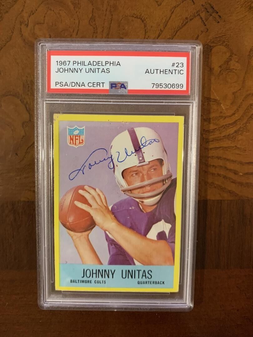 1967 Philadelphia Johnny Unitas Signed Auto 23 Baltimore Colts Psa Dna