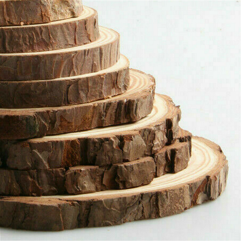 2 x Natural Wood Log Slices Discs 14cm-20cm Wedding Table Decor DIY ...
