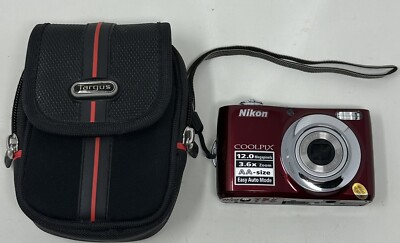 Nikon COOLPIX L22 12.0MP Digital Camera Red With 4GB SD & Case | eBay