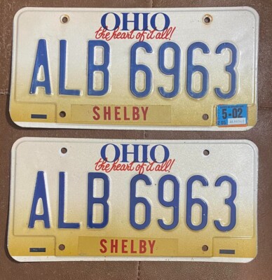 Ohio 2002 SHELBY COUNTY License Plate PAIR # ALB 6963 | eBay