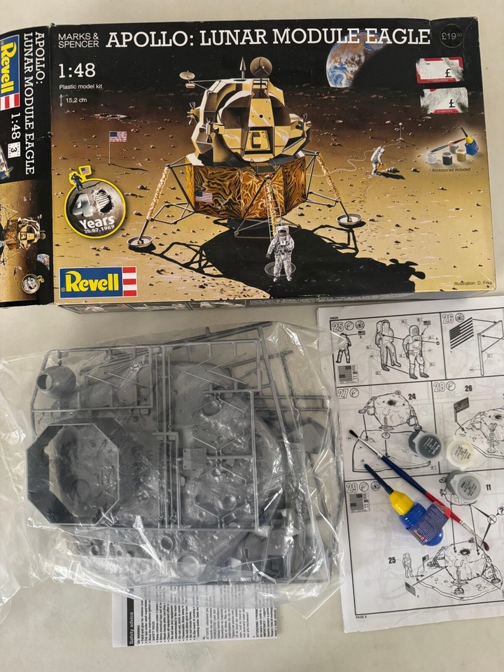 MODEL KIT 1/48th SCALE APOLLO LUNAR MODULE EAGLE UNMADE SPACECRAFT | eBay UK