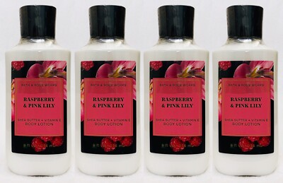4 Bath & Body Works RASPBERRY PINK LILY 24HR Moisture Body Lotion Cream ...
