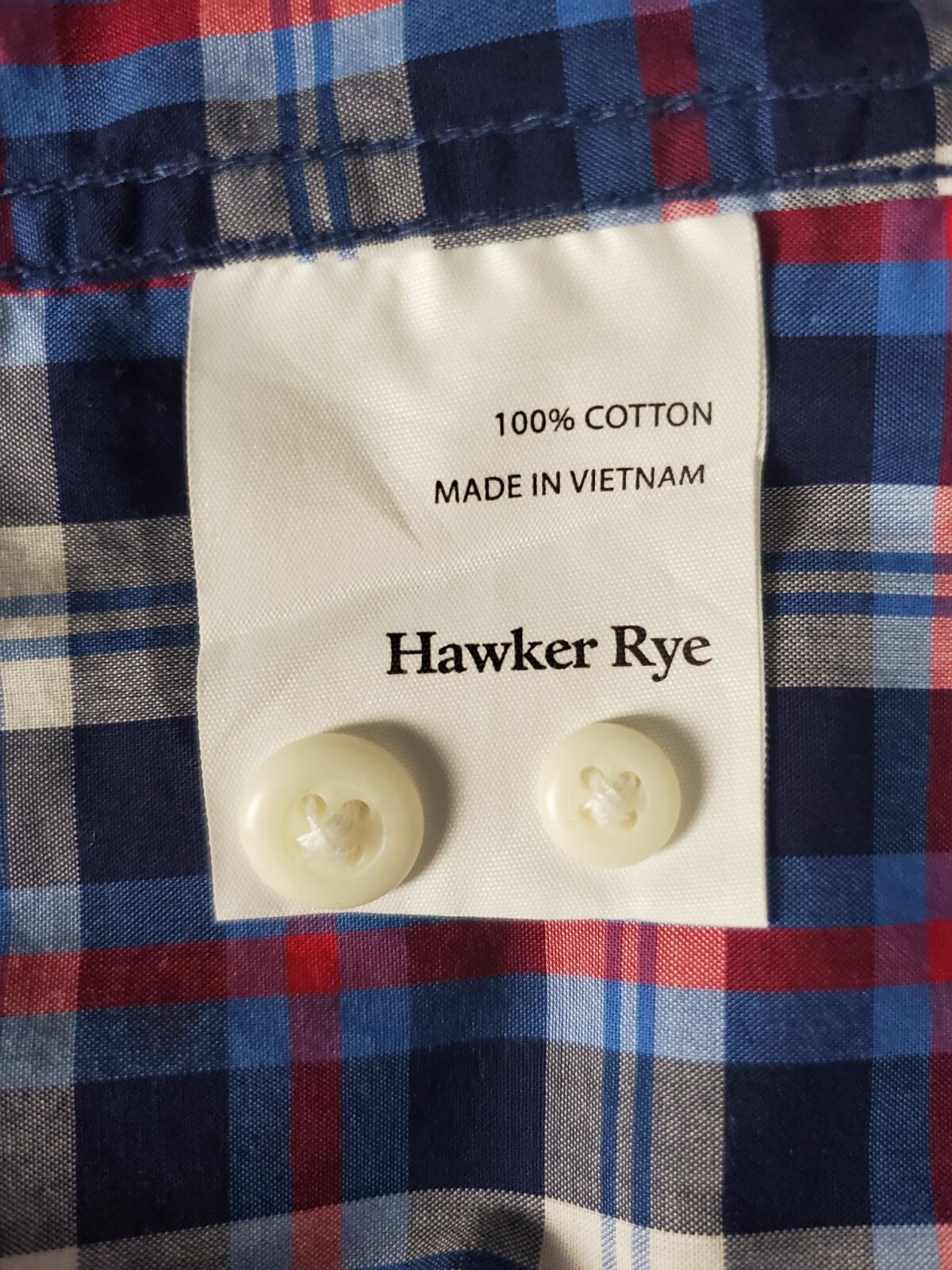 Hawker Rye Regular Red White & Blue Plaid Button Down… - Gem