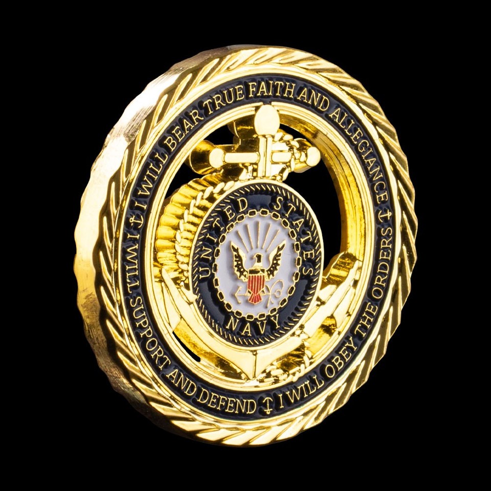 Navy Hollow Emblem Gold Core Values Military Challenge Coin | eBay