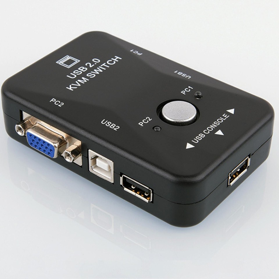 2-Port USB VGA KVM Switch Box For Mouse Keyboard Monitor Sharing 2 ...