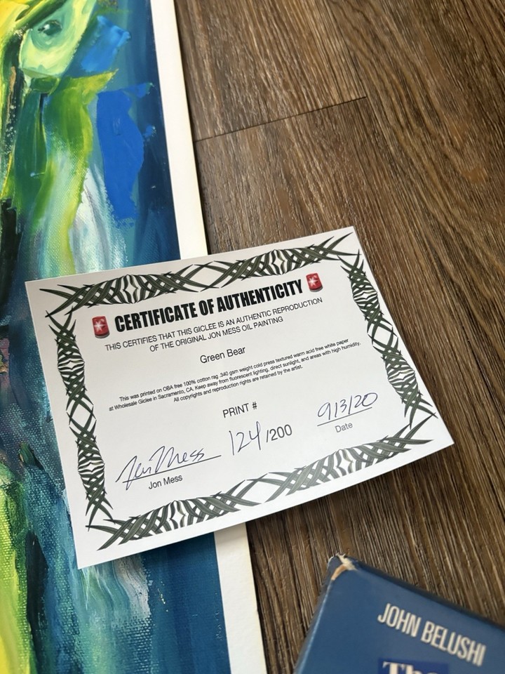 Rare Jon Mess Green Bear Painting Print Signed Dance Gavin Dance | eBay