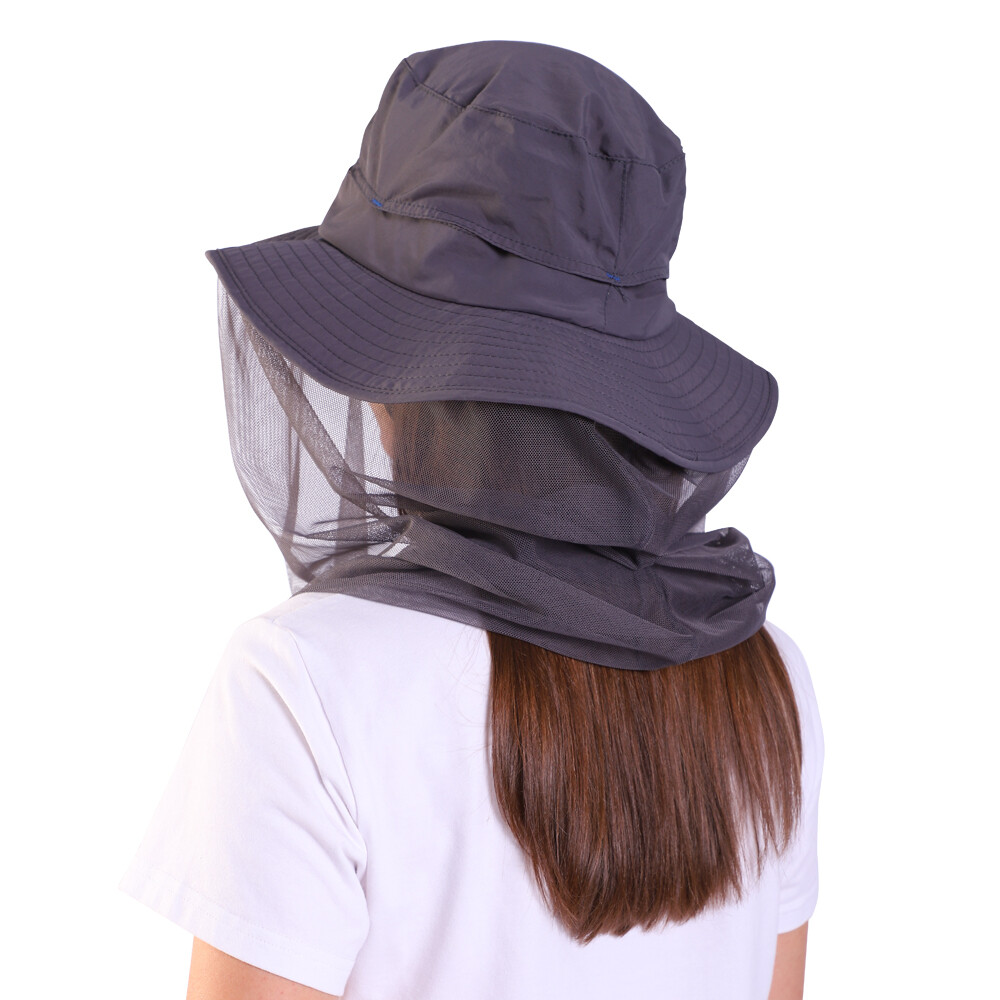 Mosquito Head Net Hat Sun Protection Bug Bucket Fishing Hiking Safari ...