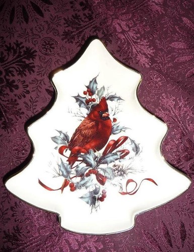 LENOX China Candy Dish ~ $48 Ivory Tree Cardinal C. McCLUNG Winter ...