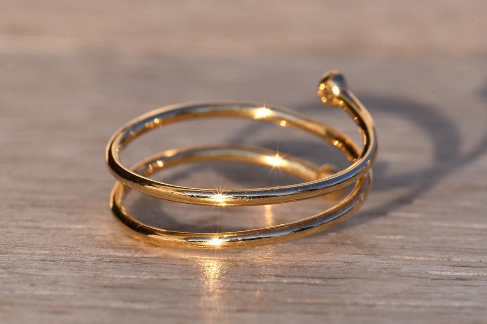 Yellow Gold Spring Ring with Natural Diamonds | eBay